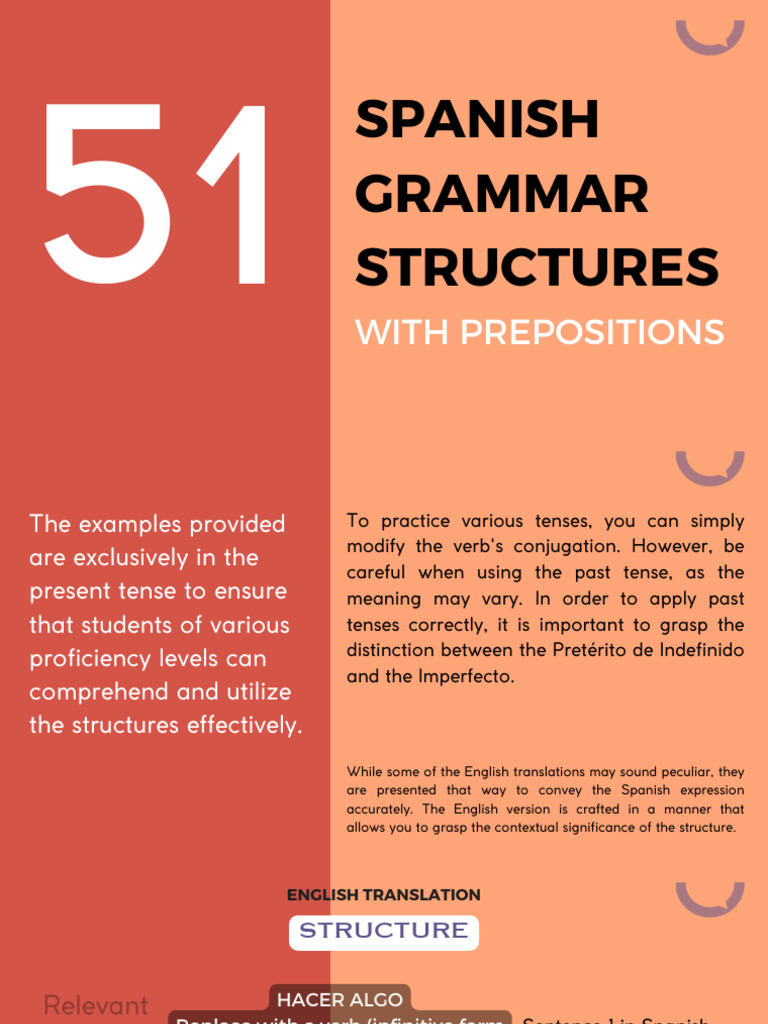 Spanish Grammar: Prepositional Structures | PDF | Grammatical Tense ...