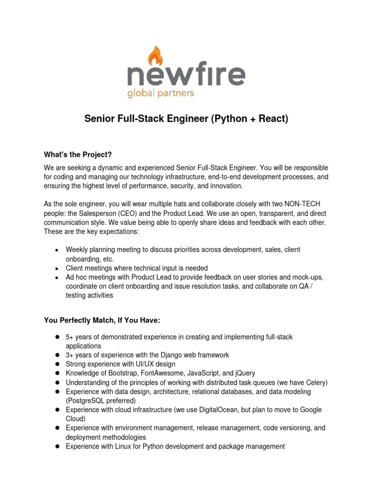 Senior Full Stack Engineer Python React Pdf Cloud Computing Computer Security 8363