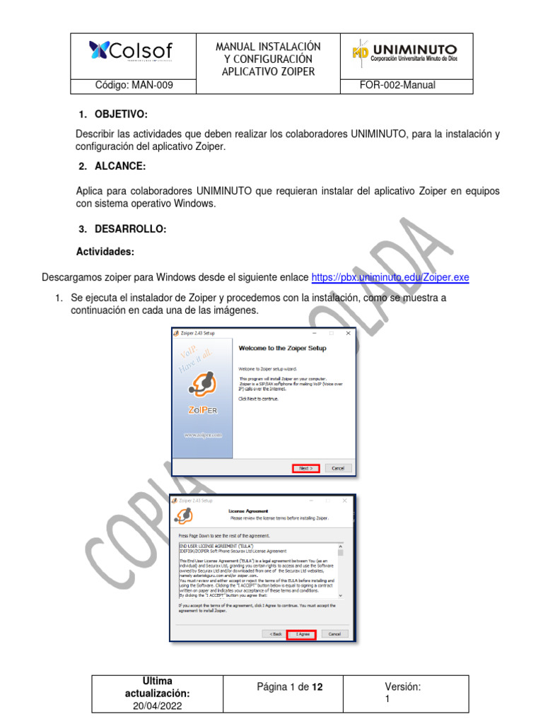 MAN-009- Instalación y Configuración Aplicativo Zoiper 1 2 (1) | PDF | Android (sistema ...