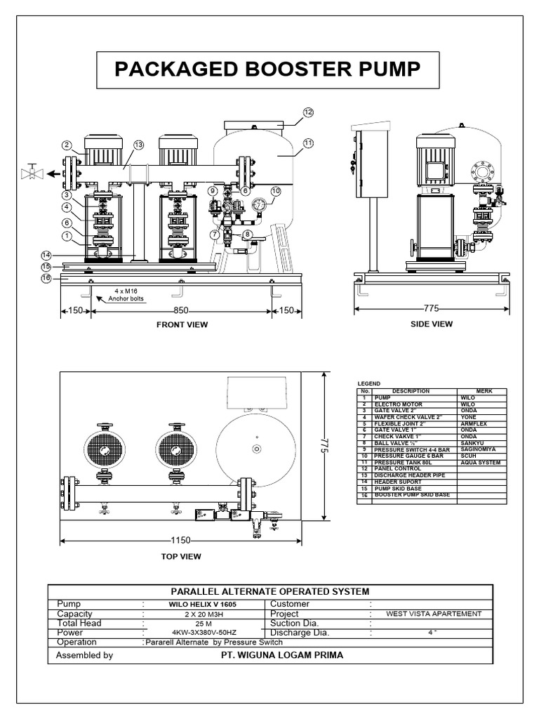 WLP Denah Booster Packaged 2 Pump Wilo MVI - West Vista Apartement ...