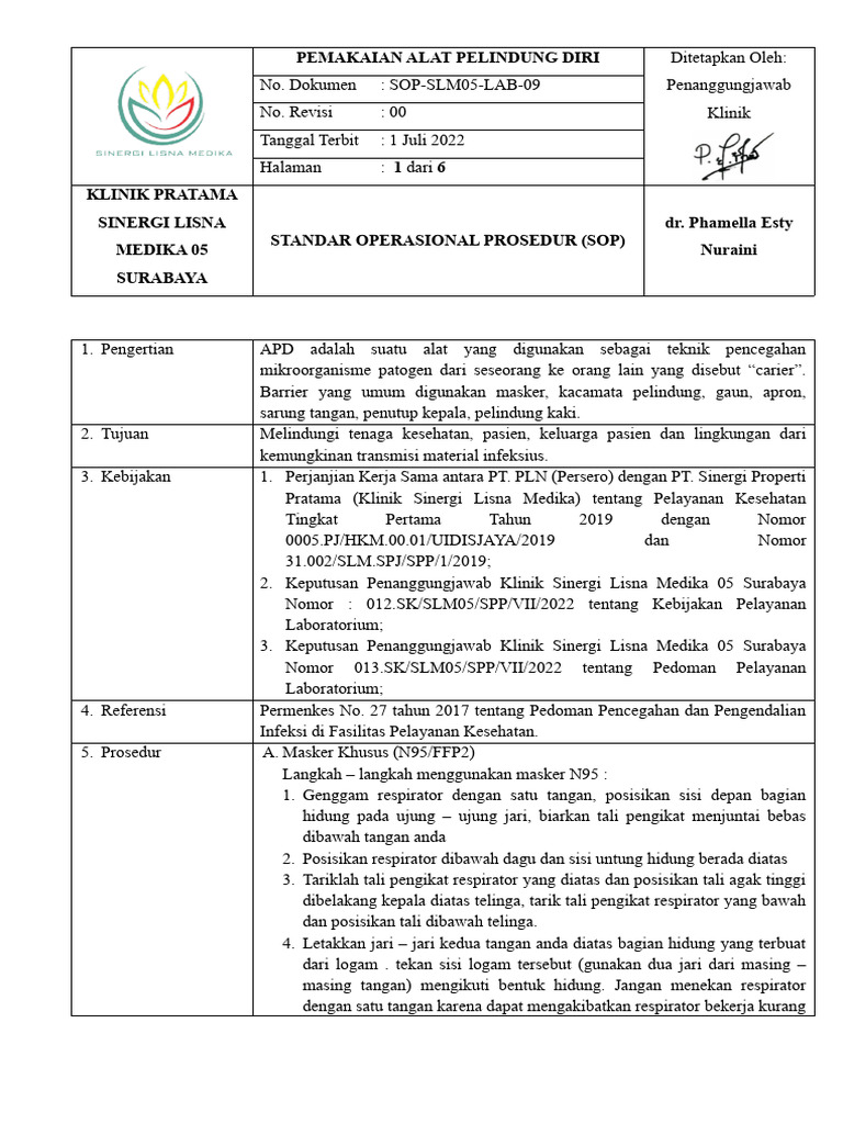 Sop Slm05 Lab 09 Pemakaian Apd | PDF