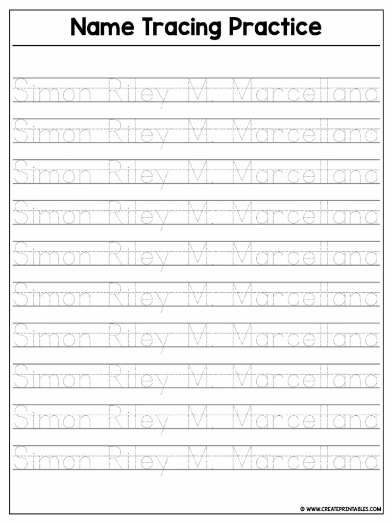 Name Writing Practice-Simon Riley M. Marcellana | PDF