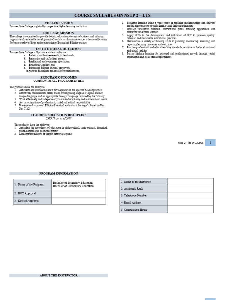 NSTP 2 - LTS | Download Free PDF | Teachers | Learning