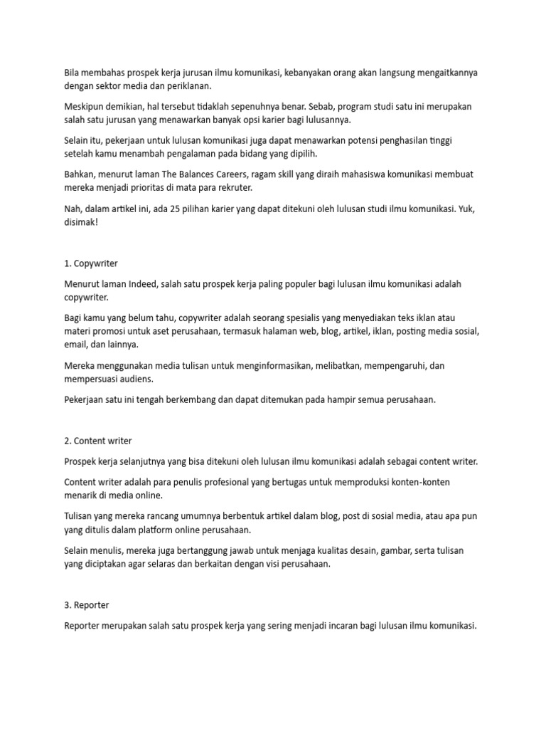 12 - 25 Profil Profesi Ilmu Komunikasi | PDF | Bisnis | Ilmu Sosial
