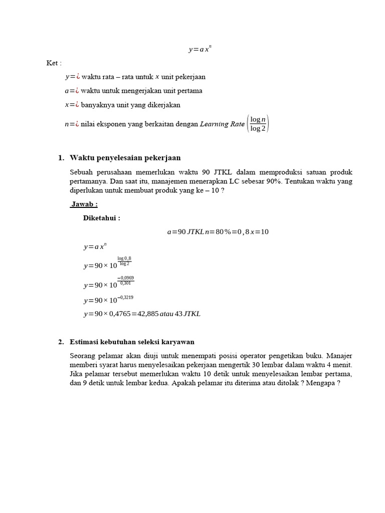 Contoh Soal Dan Pembahasan Learning Curve | PDF