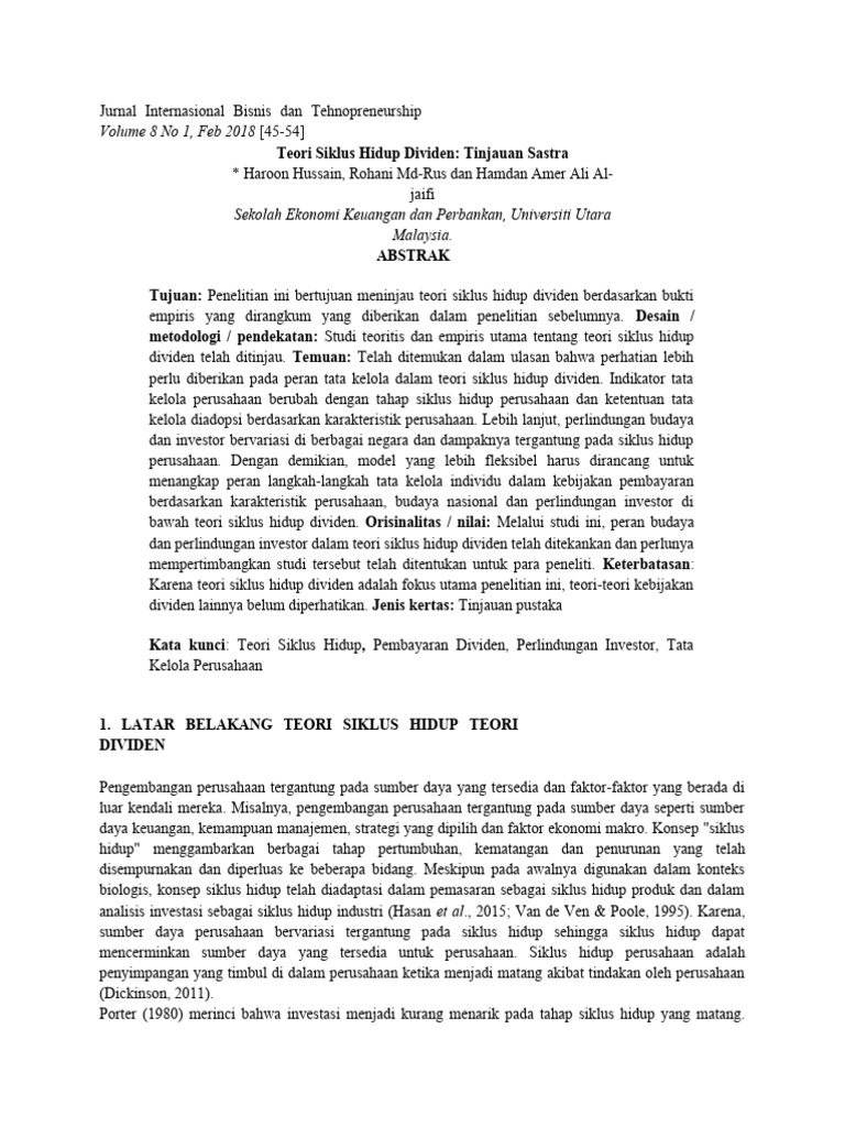 Teori Siklus Hidup Dividen | PDF
