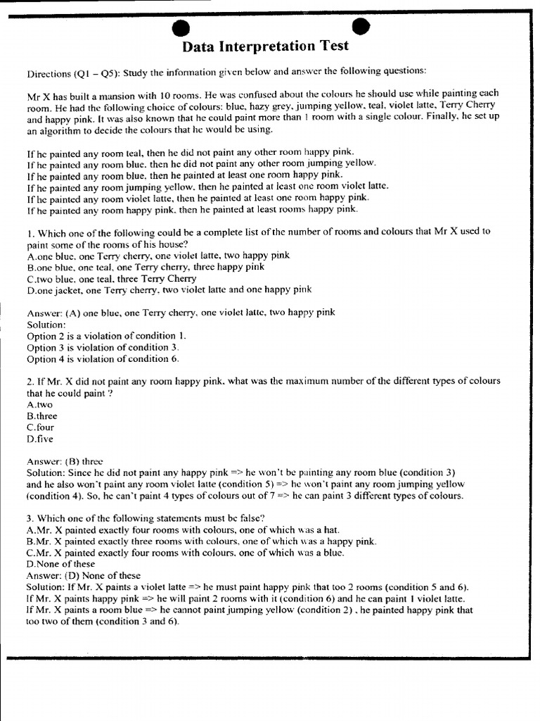 Data Interpretation Test And Logical Reasoning Test Pdf 