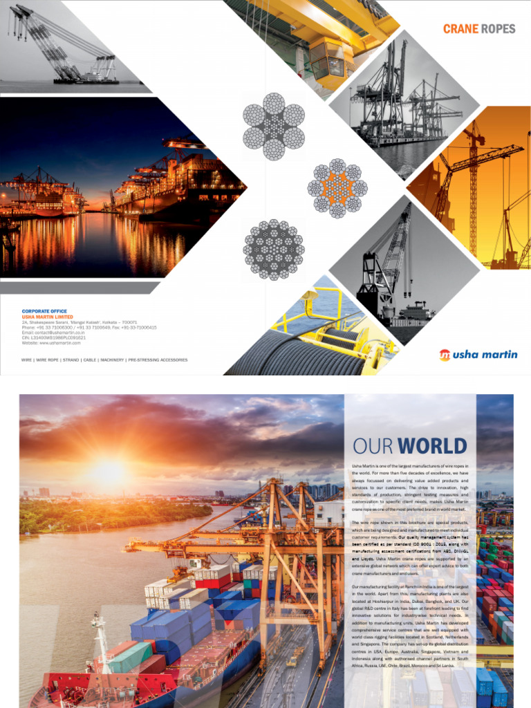 Crane-Ropes-Usha-Martin-Catalogue - 2020 | PDF | Crane (Machine) | Rope