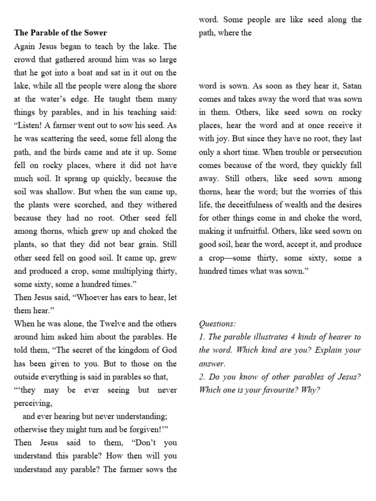 The Parable of the Sower | PDF