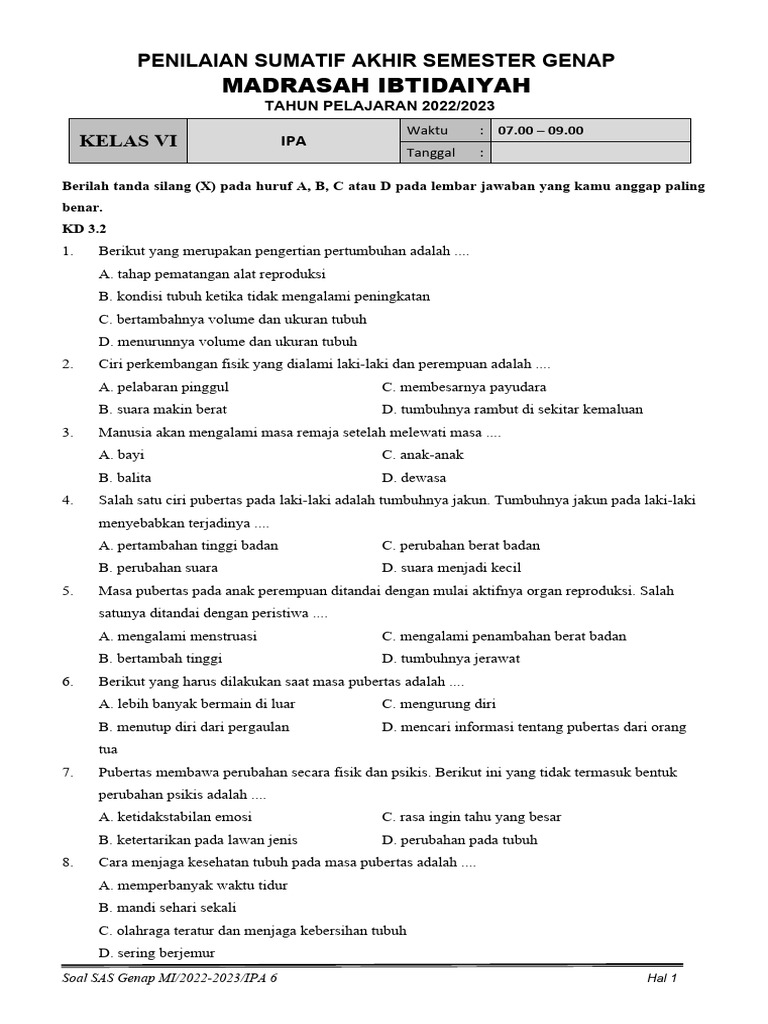 6-Naskah Ipa Sas Genap 2023 Kelas 6 | PDF