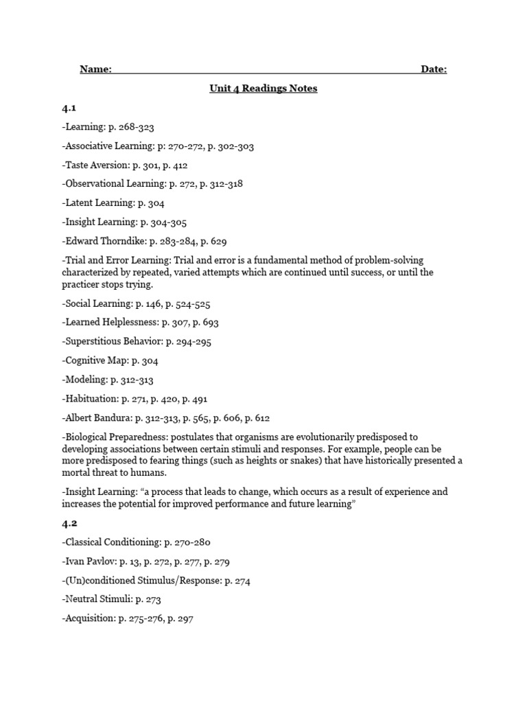 Unit 4 Readings Notes | PDF | Reinforcement | Learning