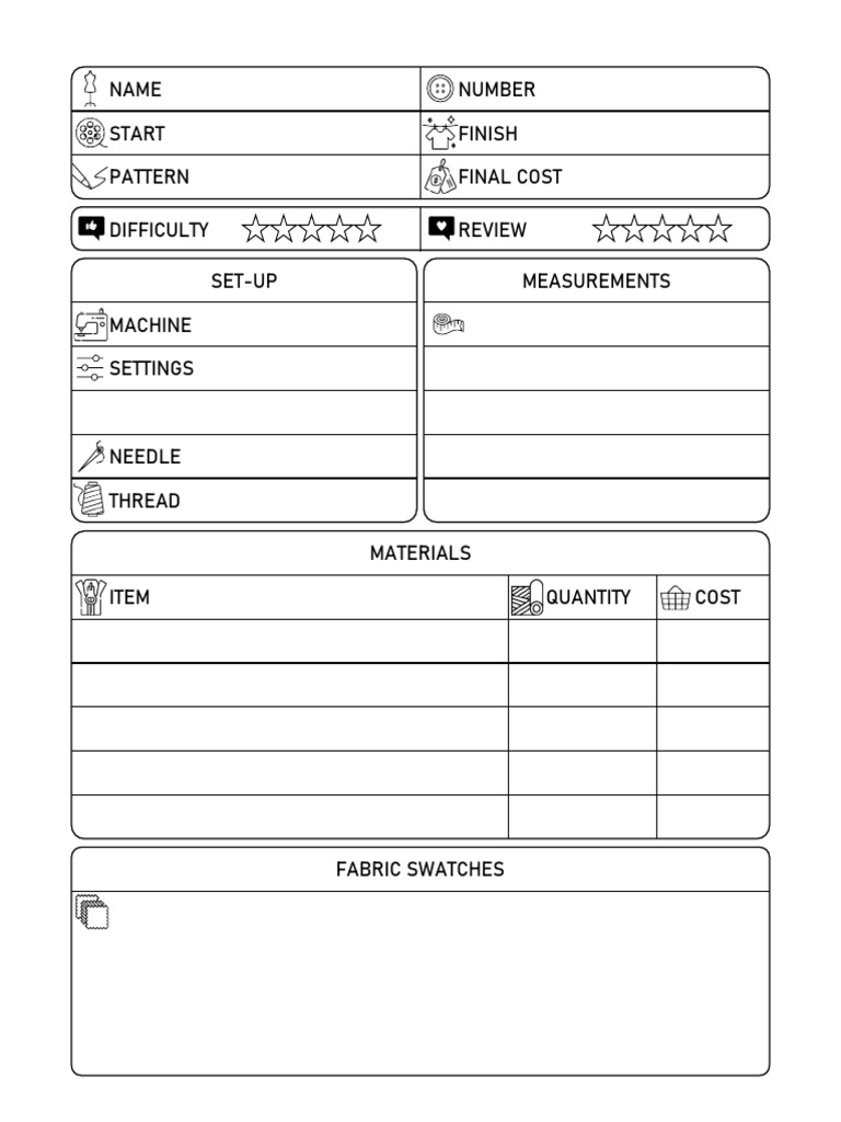 Sewing Project Planner - INTERIOR | PDF | Sewing Needle | Yarn