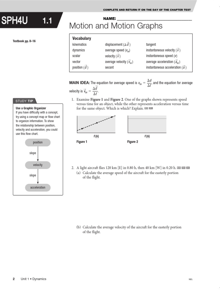 ch1 NEW Physics 12 Study Guide | PDF | Acceleration | Velocity