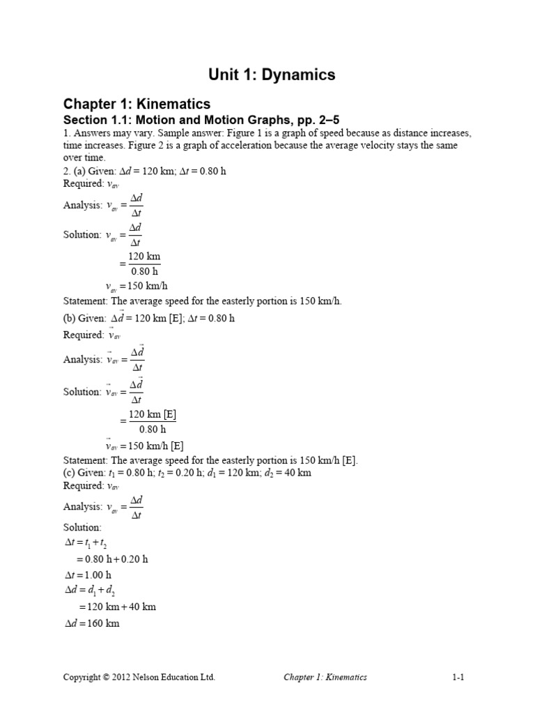 ch1 Physics 12 Study Guide Solution | PDF | Speed | Area