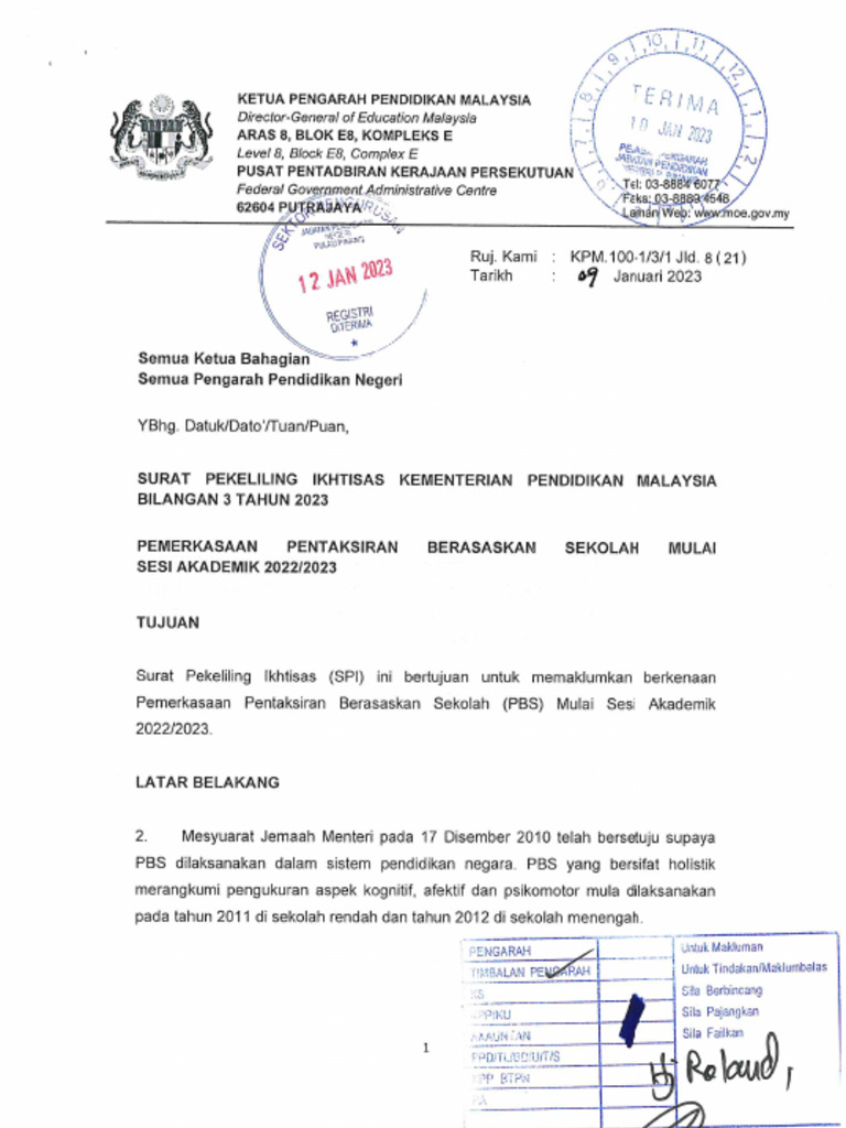 Pekeliling Ikhtisas Bil 3 2023 PBS | PDF