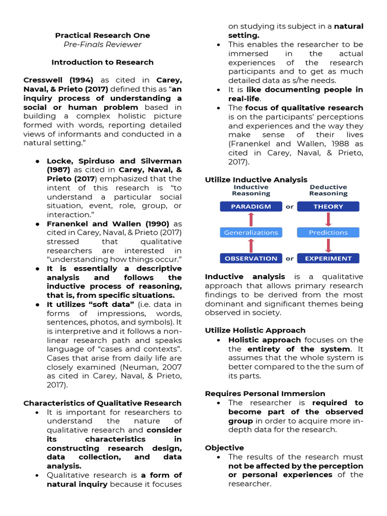 Practical Research 1 - 2ND SEM Preliminary Reviewer | PDF | Qualitative ...