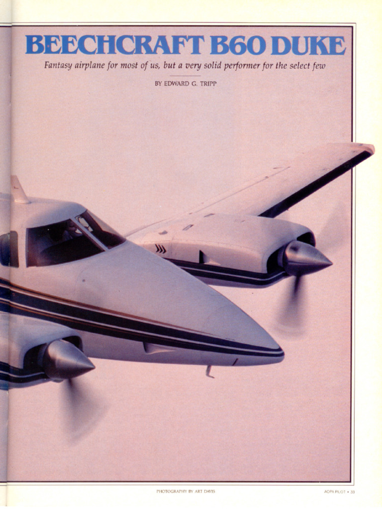 Beechcraft B60 Duke Overview | PDF | Aircraft | Flap (Aeronautics)