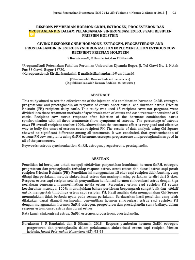 Jurnal Hormon Sapi | PDF | Luteinizing Hormone | Gonadotropin