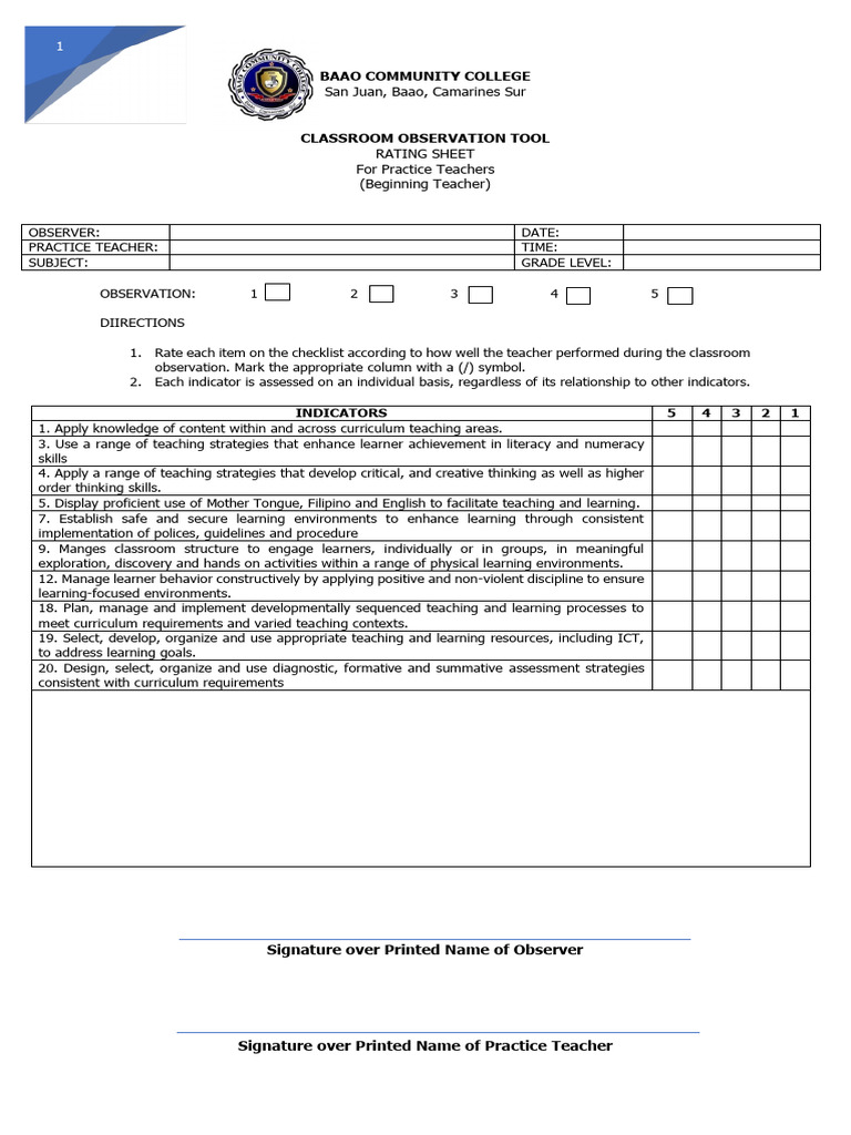Cot 1 | PDF | Learning | Teachers