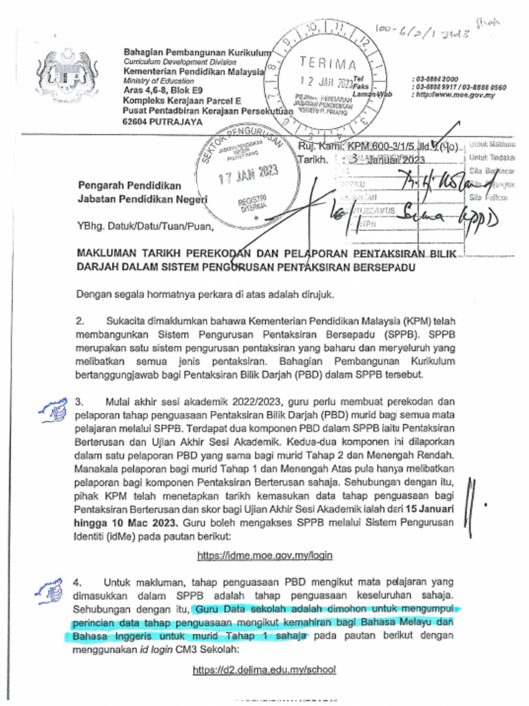 Makuman Tarikh Perekodan Dan Pelaporan PBD | PDF