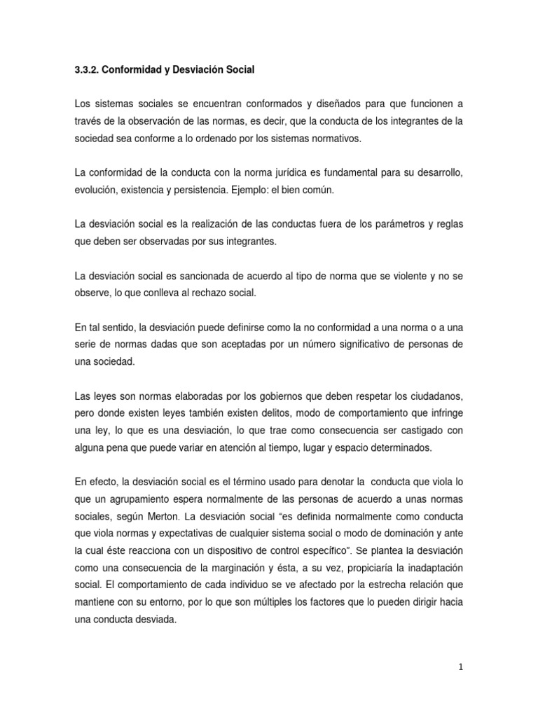 Conformidad y Desviación Social | PDF | Comportamiento | Socialización