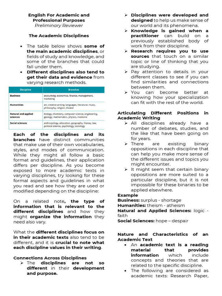 English For Academic Purposes - 2ND SEM Preliminary Reviewer | PDF ...