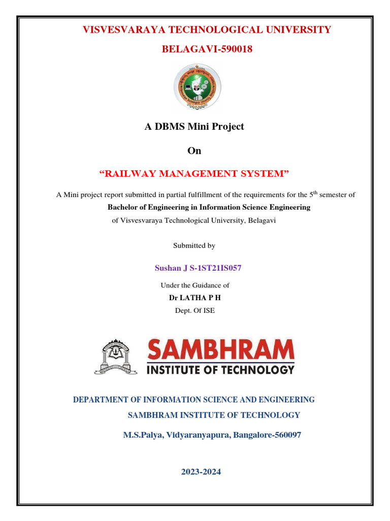 Railway Management System Mini Project | PDF | Databases | World Wide Web