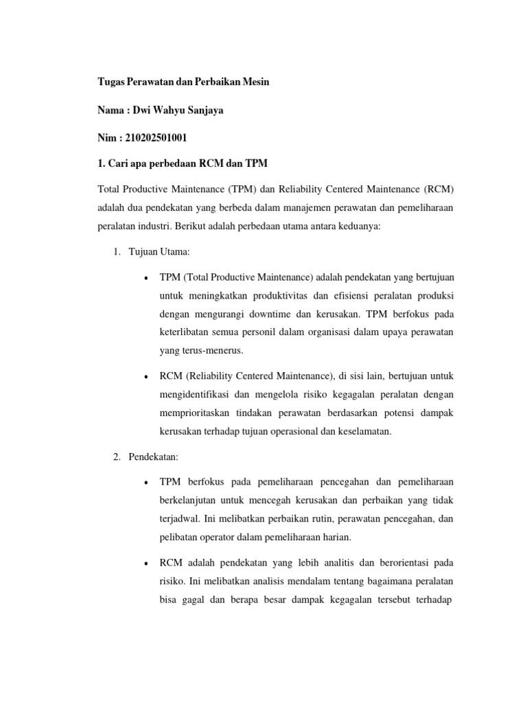 Tugas Perbedaan RCM Dan PTM | PDF