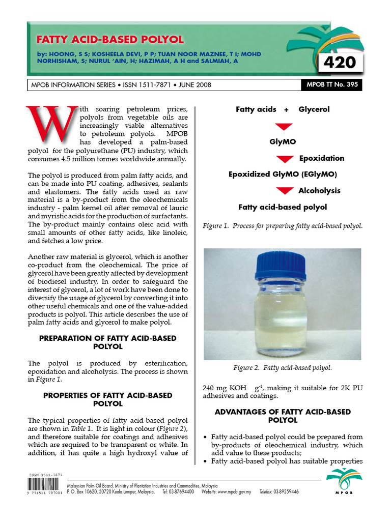 TT-395 Polyol | PDF | Fatty Acid | Palm Oil