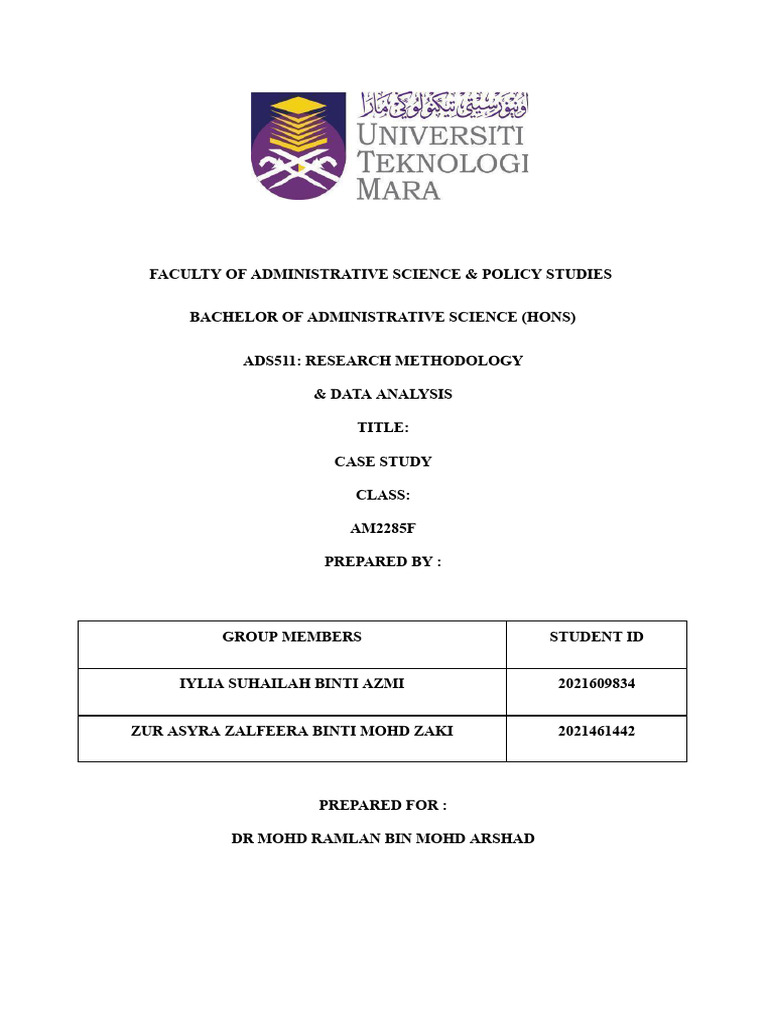 Case Study Ads 511 | PDF | Methodology | Qualitative Research