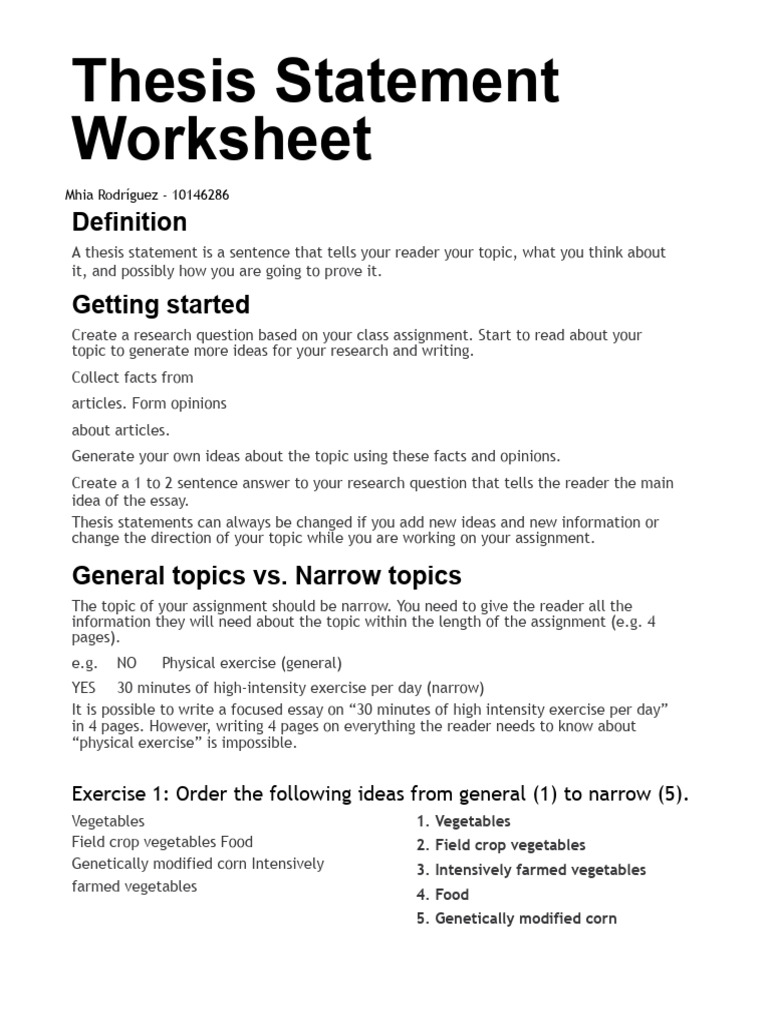 Crafting Effective Thesis Statements | PDF | Obesity | Essays