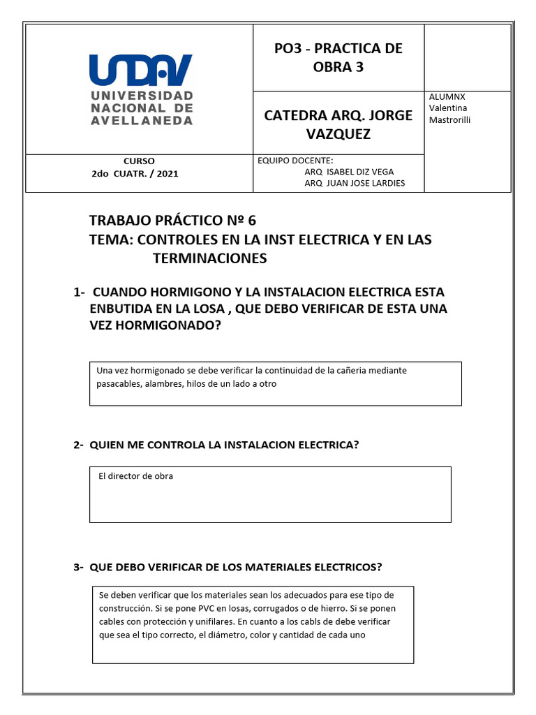 TP N 6 Controles Inst Elect y en Las Terminaciones | PDF