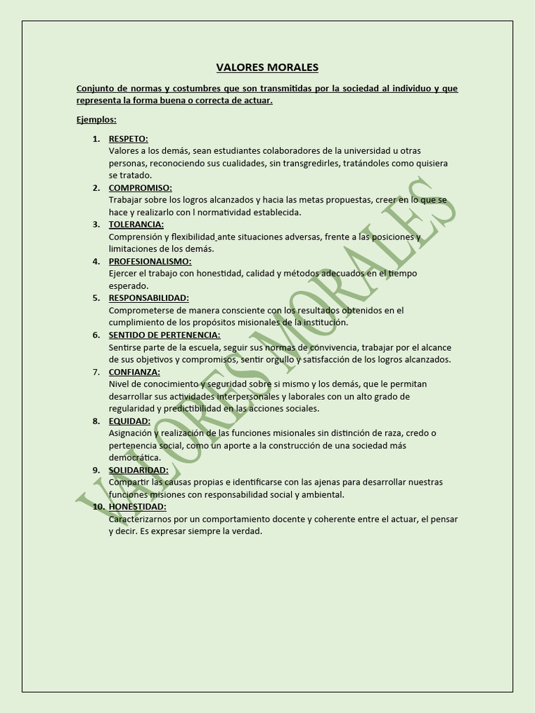 Valores Morales Pdf Tolerancia Psicología Social