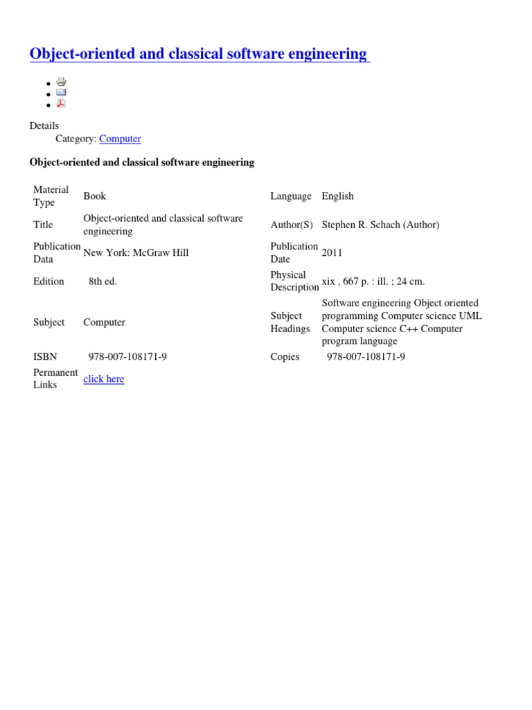 Object-Oriented & Classical Software Engineering | PDF