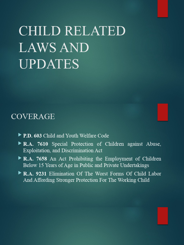 ZN LEGAL - CHILD Welfare Code PD603 - Child Prot RA7610 | PDF | Child ...