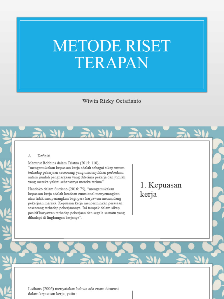 Metode Riset Terapan Presentasi | PDF | Karier & Perkembangan
