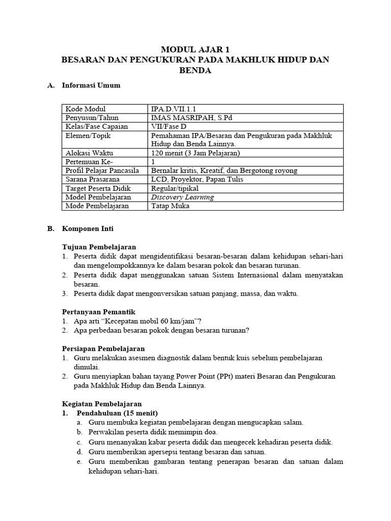 Pengukuran Besaran dalam IPA Kelas VII | PDF
