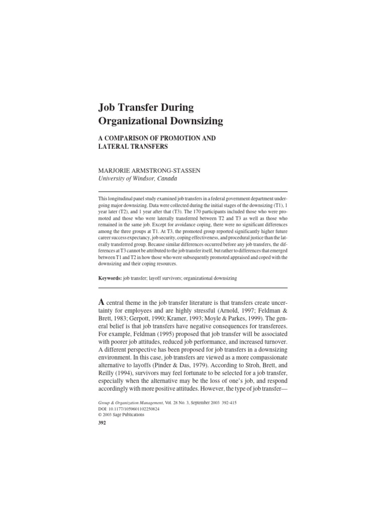 Job Transfer During Organizational Downsizing Gabung | PDF | Layoff ...