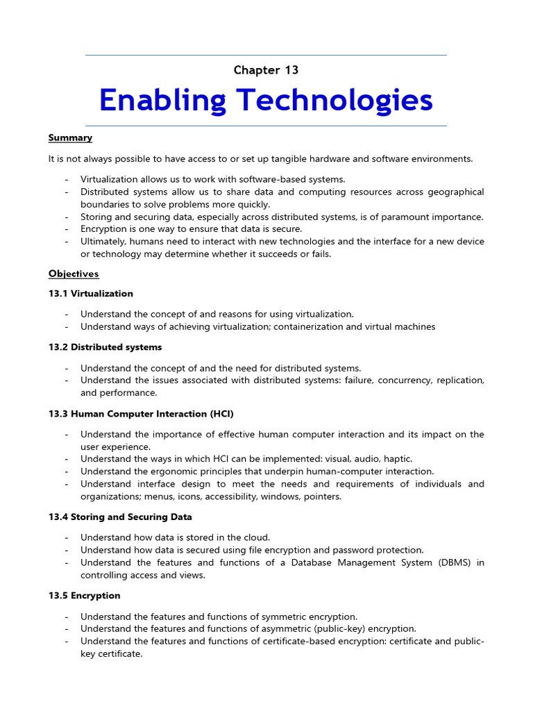 Chapter 13 - Enabling Technoogies | PDF | Public Key Cryptography | Key (Cryptography)