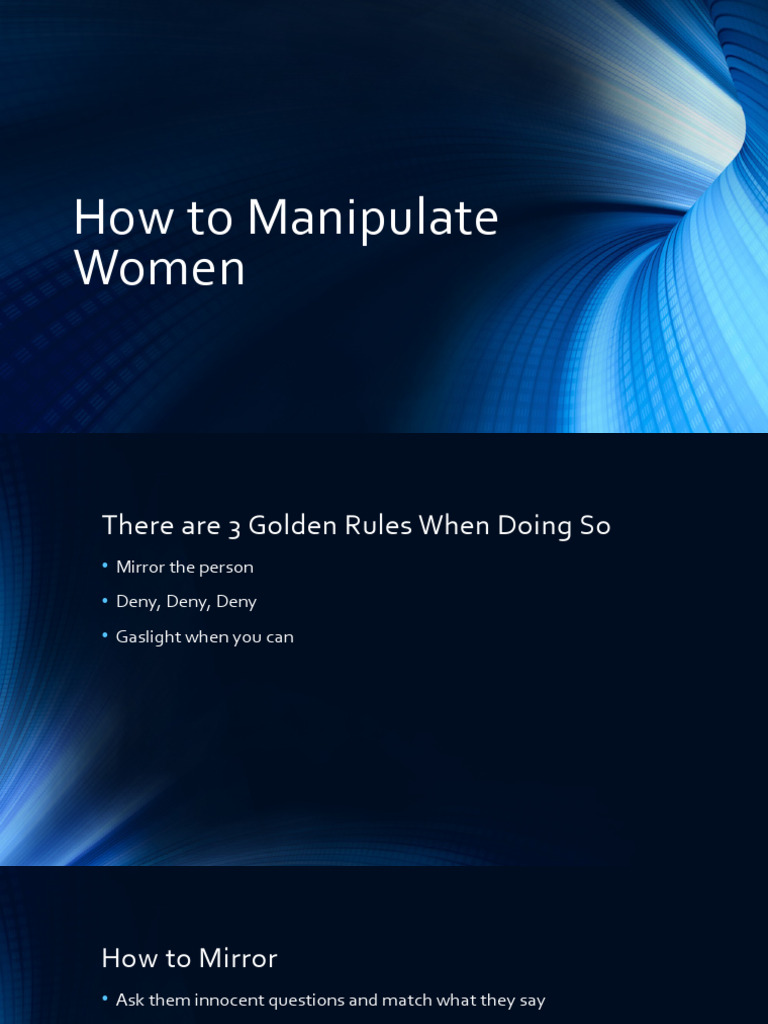 How To Manipulate Women | PDF
