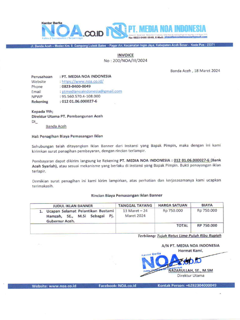Pengihan Biaya Pemasangan Iklan | PDF