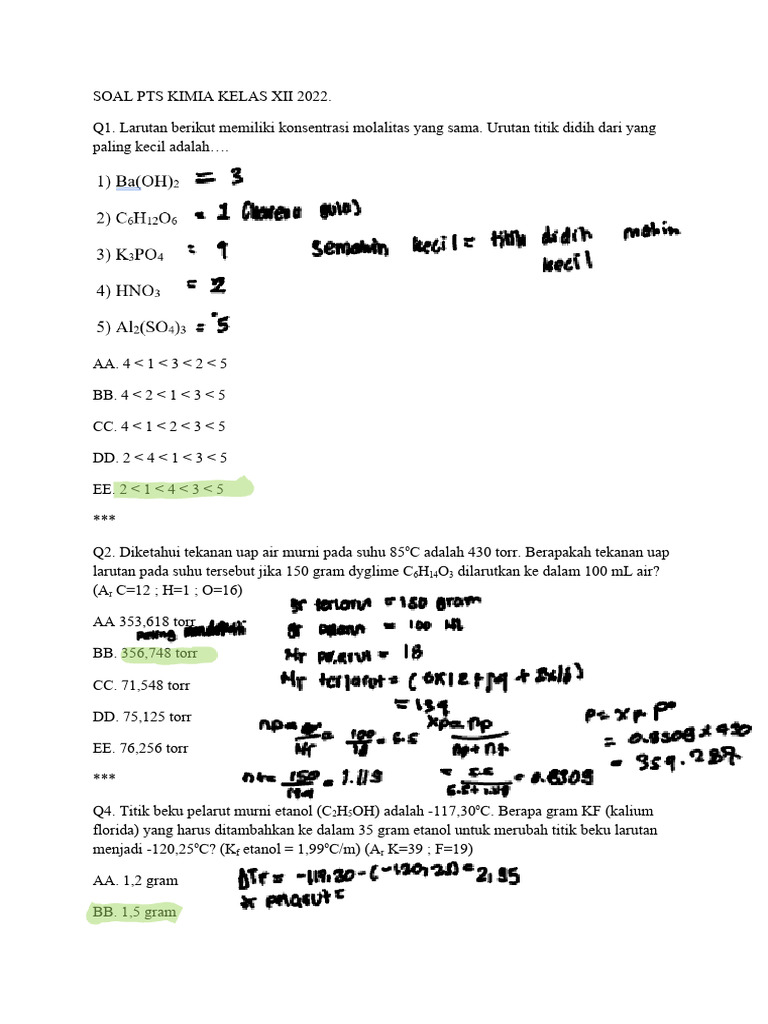 Soal Pas Kimia 2022 | PDF