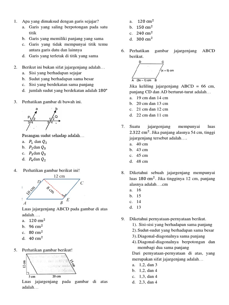 2 Latihan Soal PTS MTK Kelas 8 | PDF