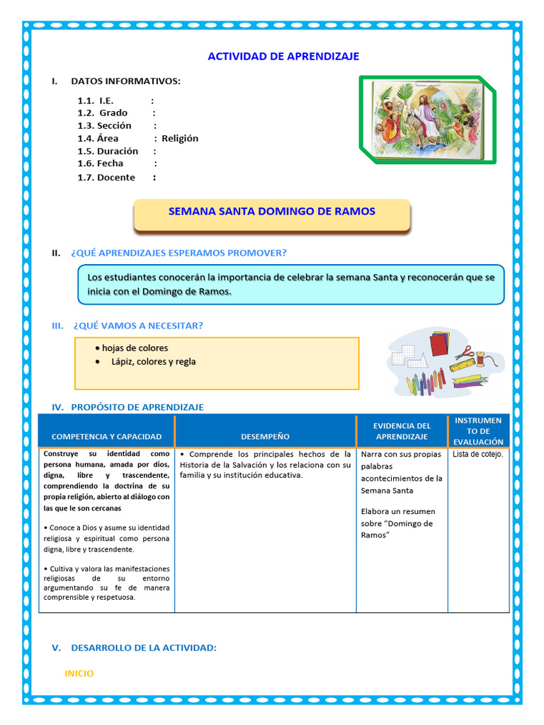 D2 A2 Sesion Rel. Semana Santa Domingo de Ramos | PDF | Jesús