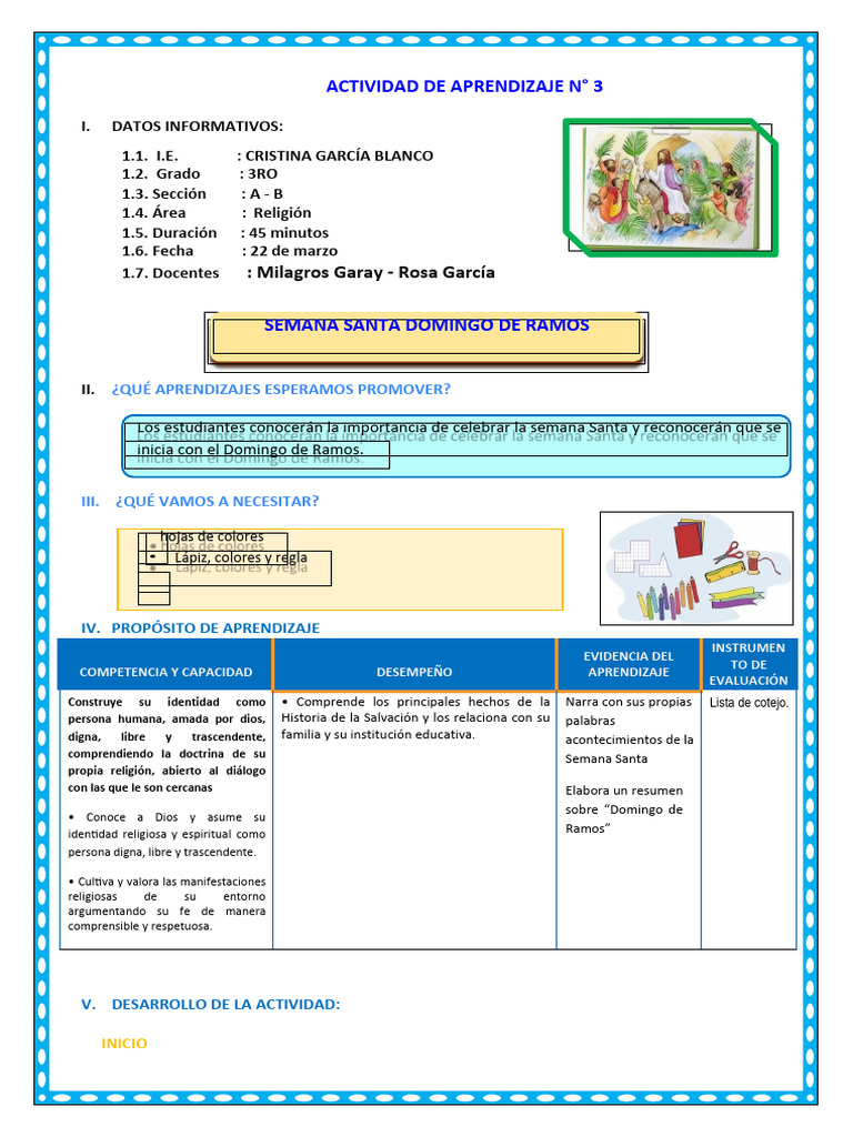 d2 A2 Sesion Rel. Semana Santa Domingo de Ramos | PDF | Jesús