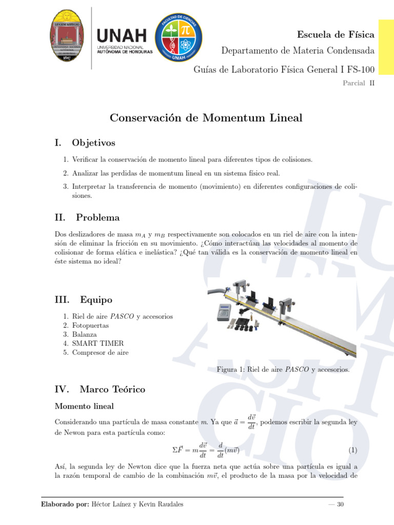 Conservación Del Momentum Lineal | PDF | Impulso | Las leyes del movimiento de Newton