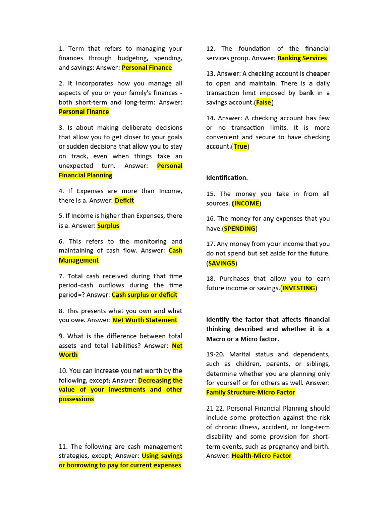 Outline For Personal Finance | Download Free PDF | Expense | Government ... Outline For Personal Finance | Download Free PDF | Expense | Government ...