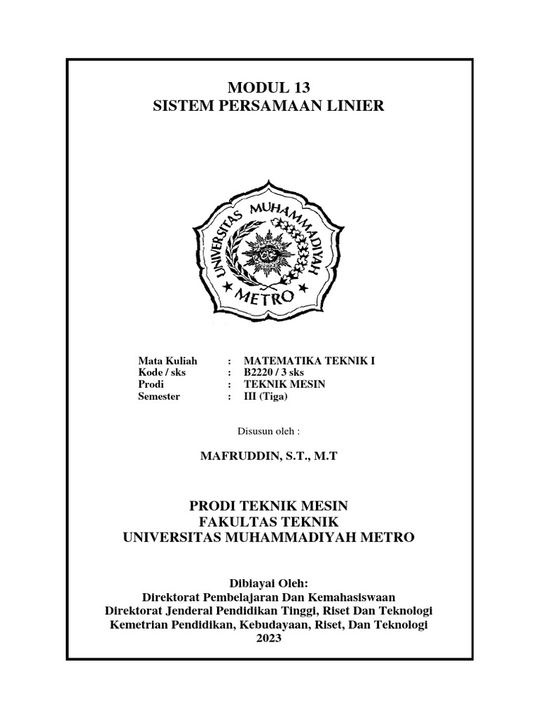Modul 13. Sistem Persamaan Liner | PDF