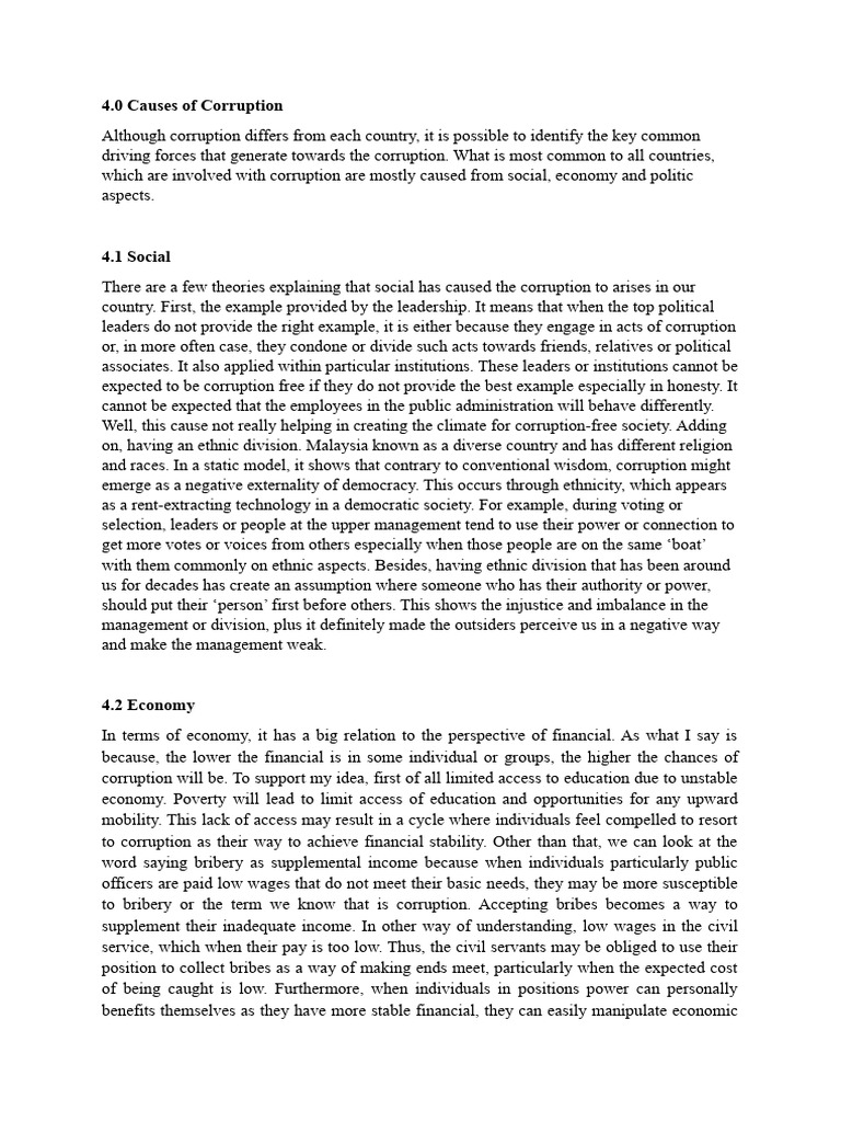 Causes of Corruption | PDF | Political Corruption | Bribery