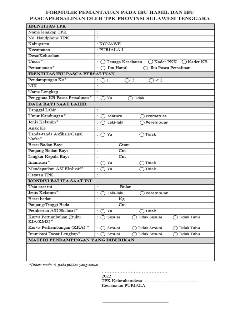 Form Manual Pendampingan Ibu Pasca Persalinan | PDF | Pengembangan Diri